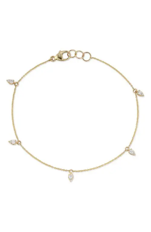 DANA REBECCA DESIGNS 14k Gold Diamond Teardrop Charm Bracelet - Yellow Gold