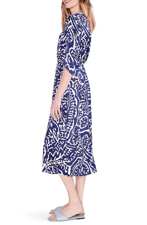 NIC+ZOE Indigo Stamp Midi A-line Dress