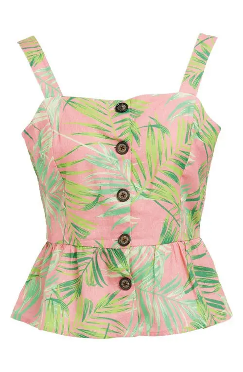 Barbour Aralia Frond Print Cotton Peplum Top