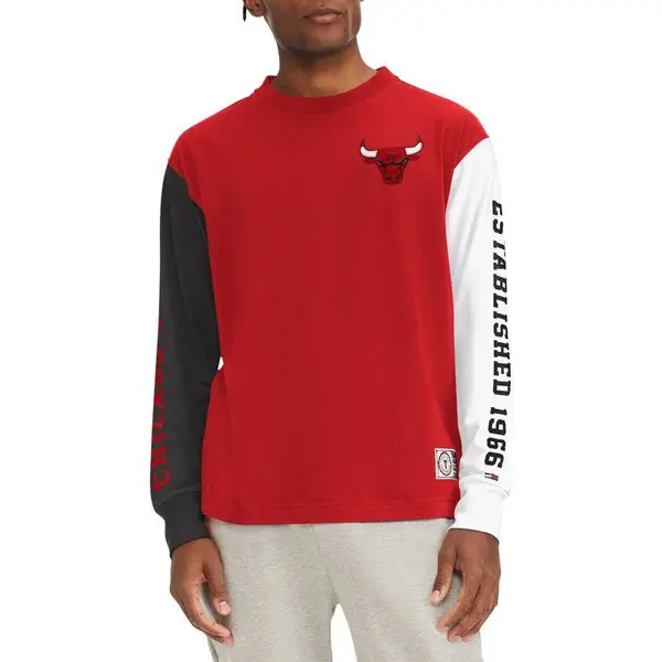 Tommy Hilfiger Chicago Bulls Richie Color Block Long Sleeve T-shirt - Red