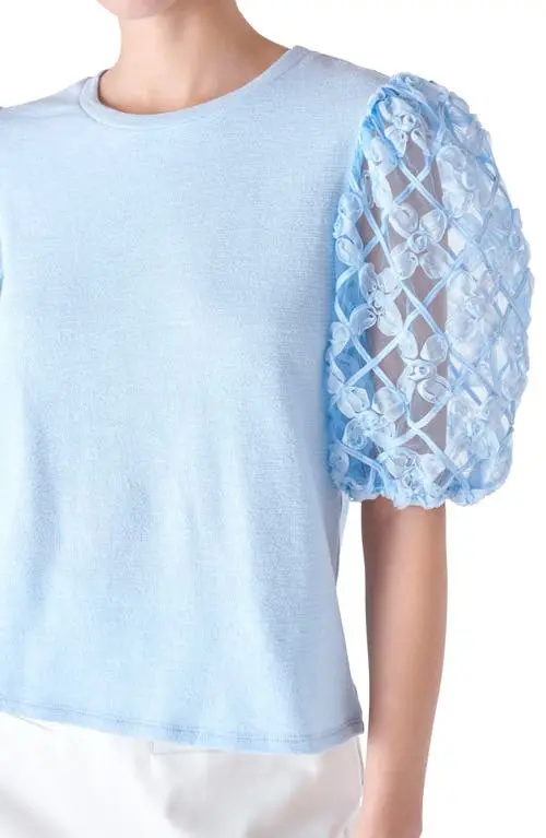 English Factory Mixed Media Blouse - Powder Blue