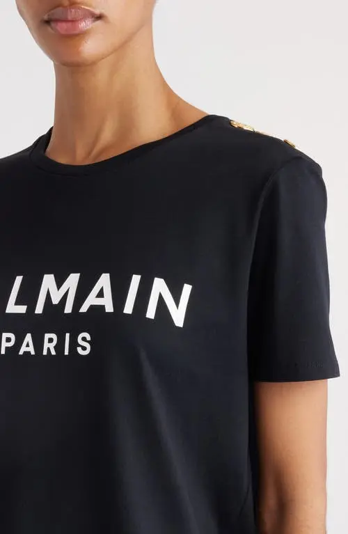 Balmain Cotton Logo Graphic T-shirt - Eab Black/white