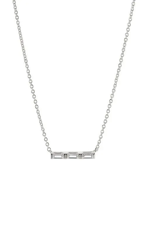 Nadri Cubic Zirconia Bar Pendant Necklace - Rhodium