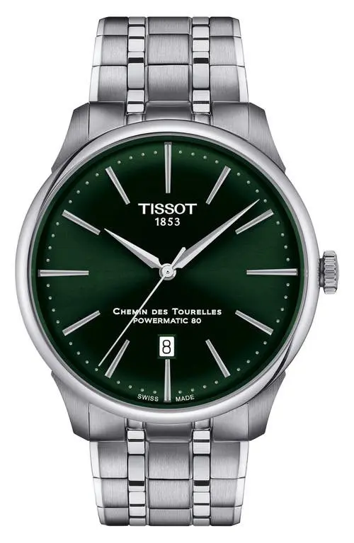 TISSOT Chemin Des Tourelles Powermatic 80 Bracelet Watch - Steel/green