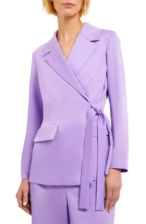 Misook Side Tie Blazer - Lavender Field