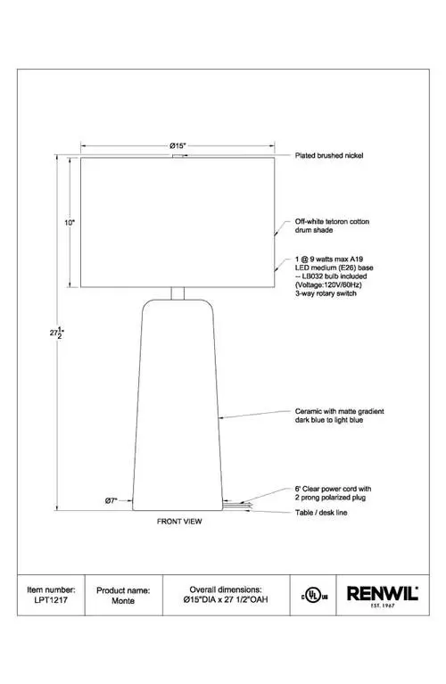 RENWIL Monte Table Lamp