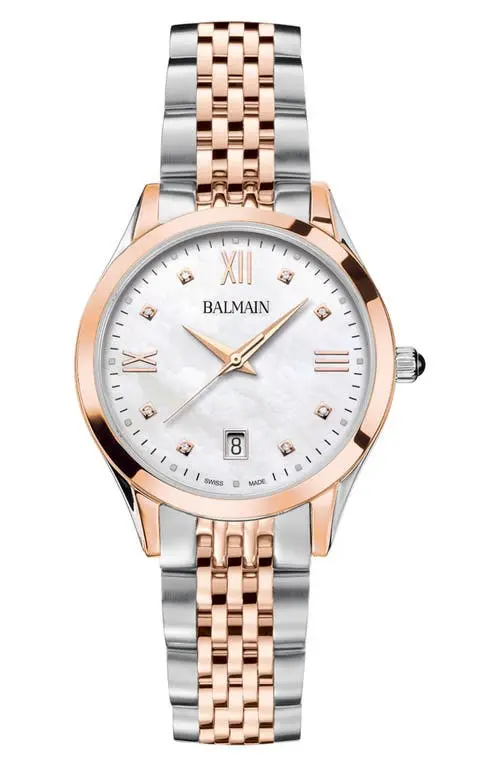 BALMAIN WATCHES Classic R Diamond Two-tone Bracelet Watch - Stainless Steel/rose Gold