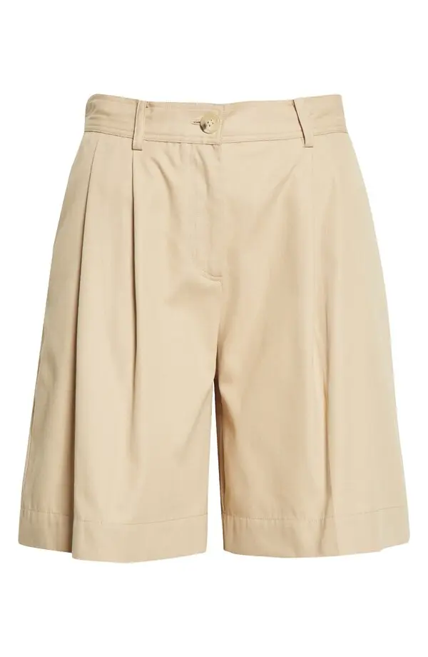 TOTEME Double Pleat Organic Cotton Twill Shorts