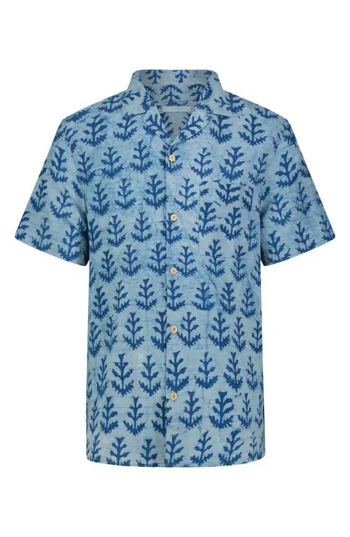 Lucky Brand Short Sleeve Button-up Camp Shirt - Light Indigo
