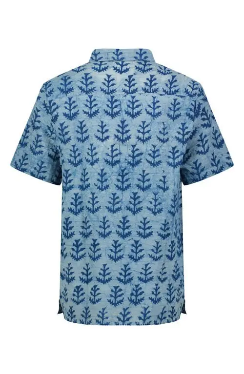 Lucky Brand Short Sleeve Button-up Camp Shirt - Light Indigo