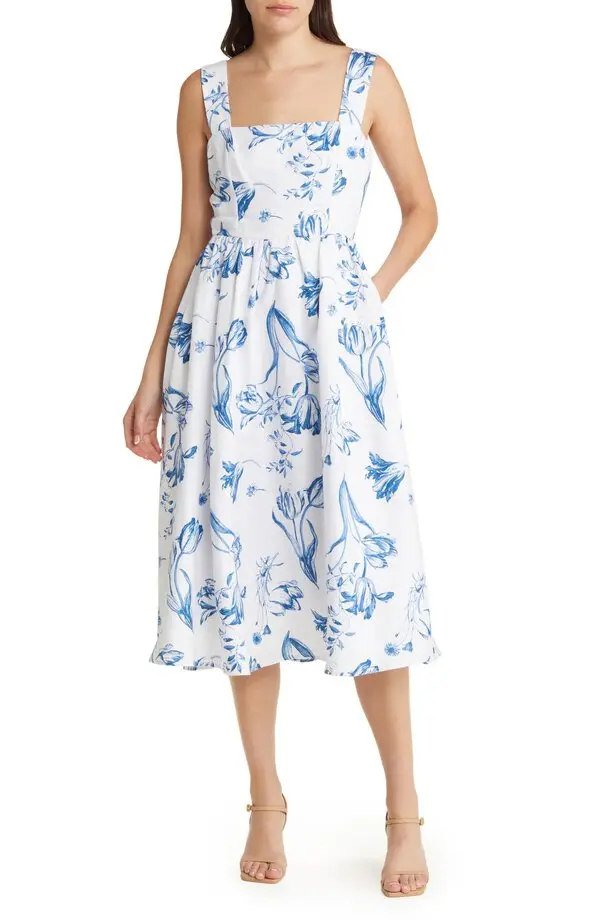 Reformation Frieda Floral Linen A-Line Dress In Lisse - 40% Off |  Editorialist