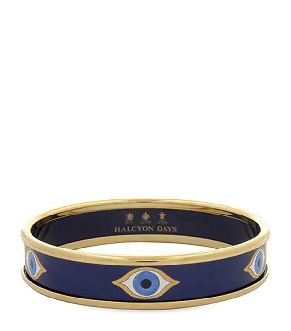 Halcyon Days Gold-plated Evil Eye Bangle - Black