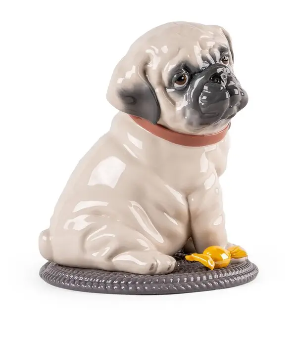 LLADRO Porcelain Puppy Pug Sculpture