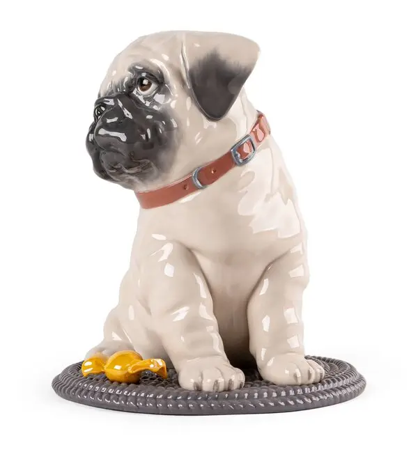 LLADRO Porcelain Puppy Pug Sculpture