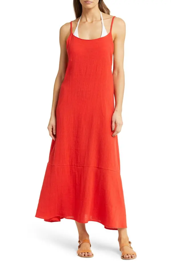 vitamin a linen dress Vitamin A Women's Mari Maxi Dress - White Crinkle Linen