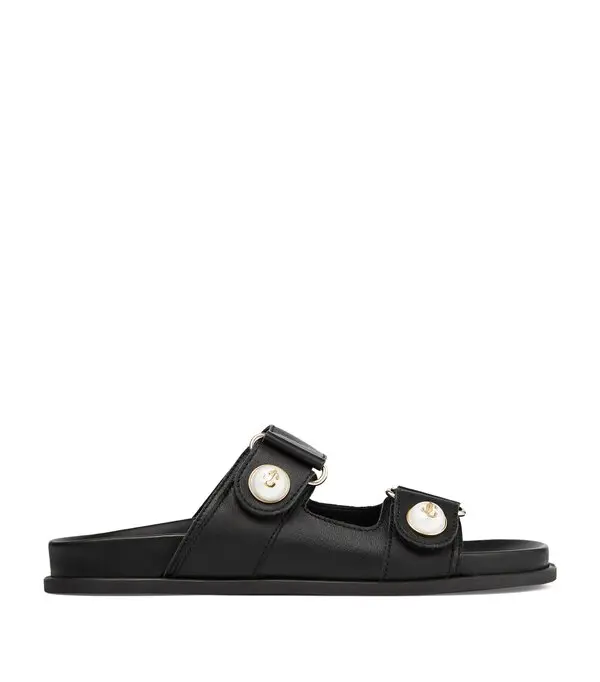 JIMMY CHOO Fayence Leather Sandals - Black