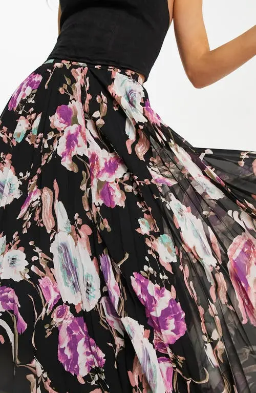 Asos Pleated Floral Skirt