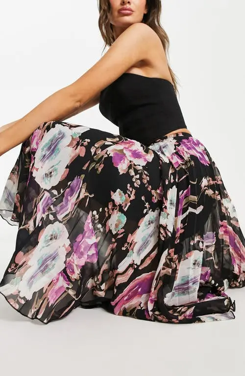 Asos Pleated Floral Skirt