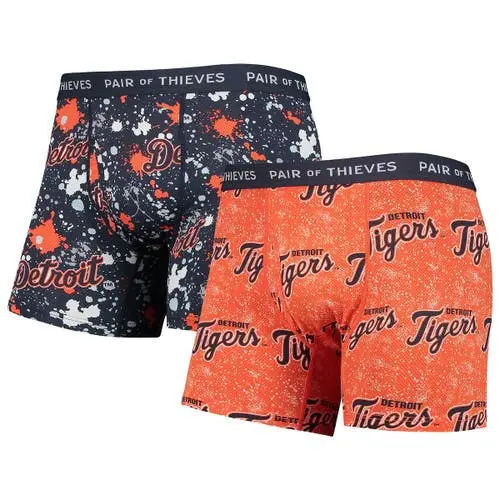 Pair Of Thieves Navy Detroit Tigers Super Fit 2-pack Boxer Briefs Set - Orange