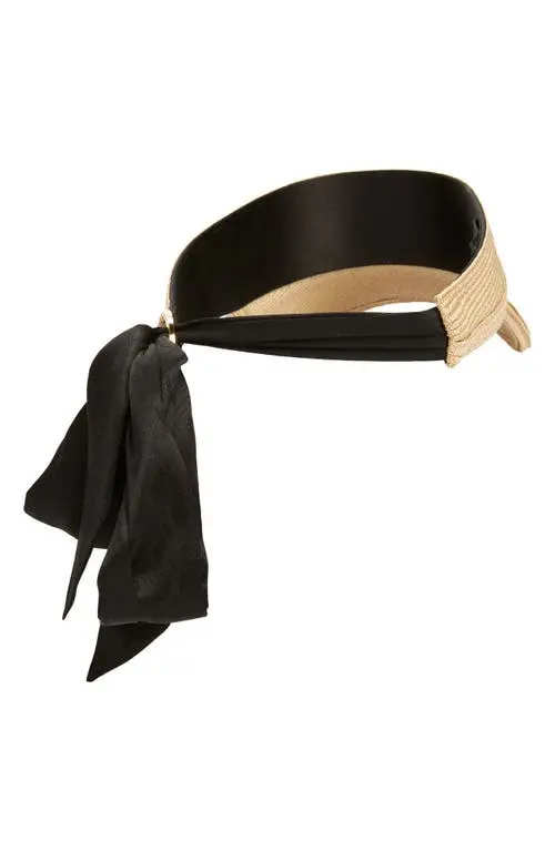 Saint Laurent Straw Visor With Scarf Tie - Beige | Editorialist display picture 3