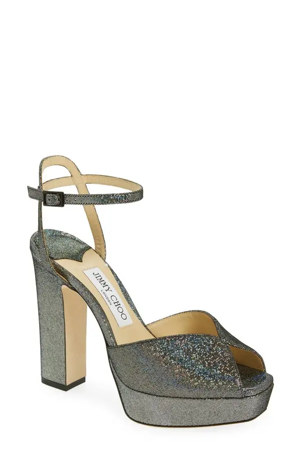 JIMMY CHOO Sacaria Glitter Platform Sandal