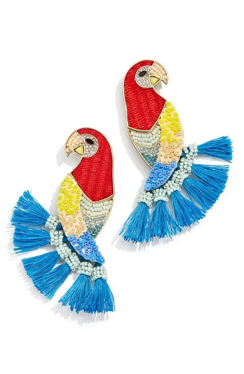 Baublebar Macaw Me Beaded Statement Drop Earrings - Blue/ Red Multi