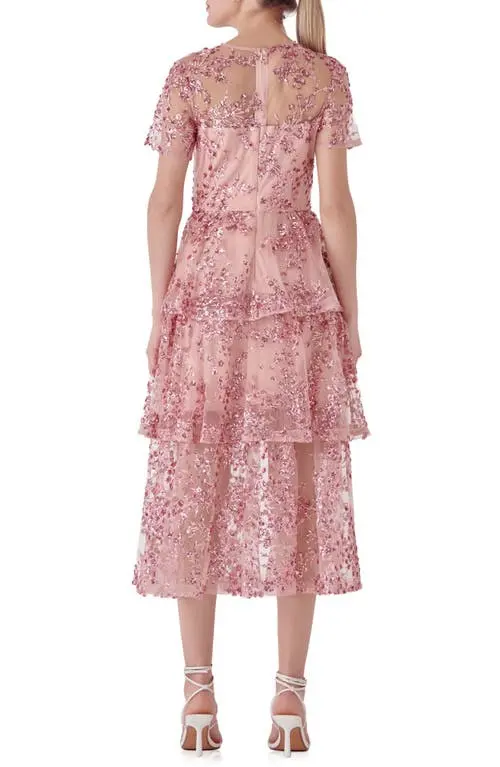 Endless Rose Sequin Embroidered Tiered Dress