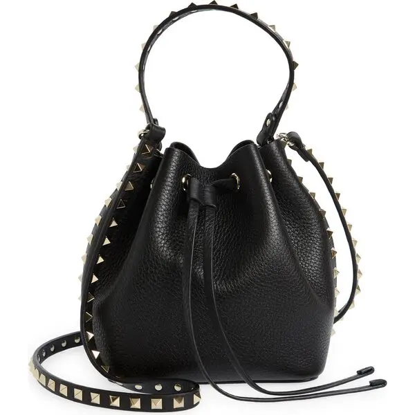 Valentino Garavani Rockstud Leather Bucket Bag - Nero