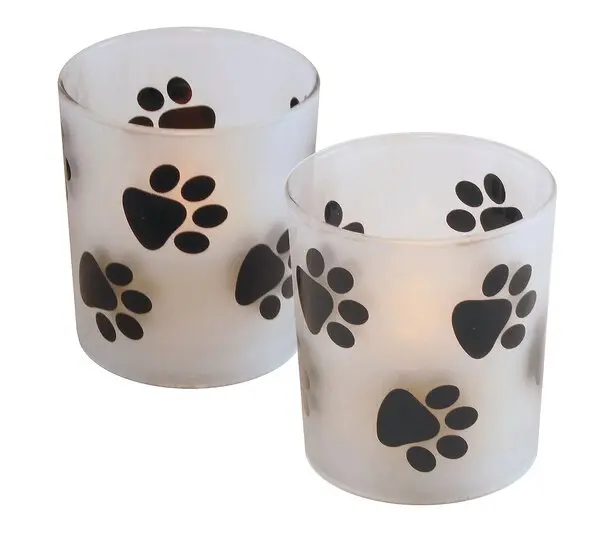 LUMABASE Set Of 2 Flameless Candles In Paw Glas S Holders - One-color