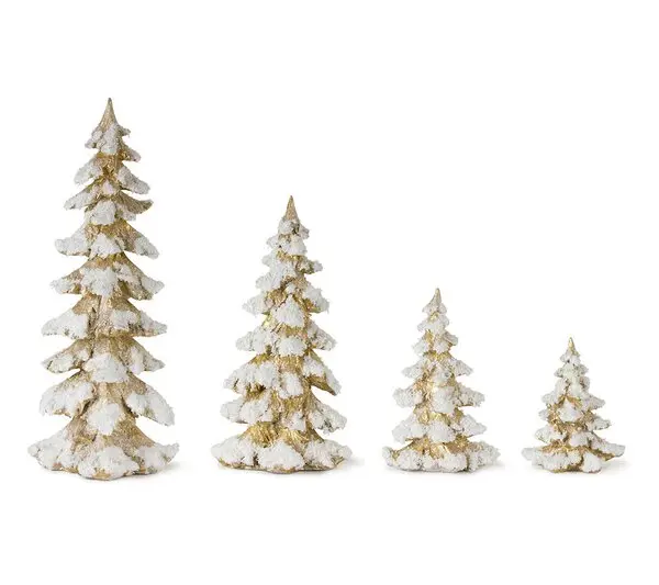 MELROSE Gold Flocked Pine Tree Decor