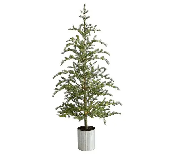 NEARLY NATURAL 5.5-ft Pine Christmas Tree W/pla Ter W/lights - One-color