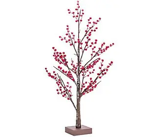 MELROSE Led Lighted Frosted Berry Twig Tree Wit H Base 38'h - One-color