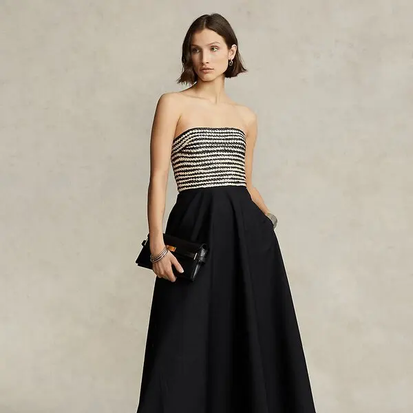 Ralph Lauren Raffia-Bodice Hybrid Strapless Gown In Polo Black/Raffia - 50%  Off | Editorialist