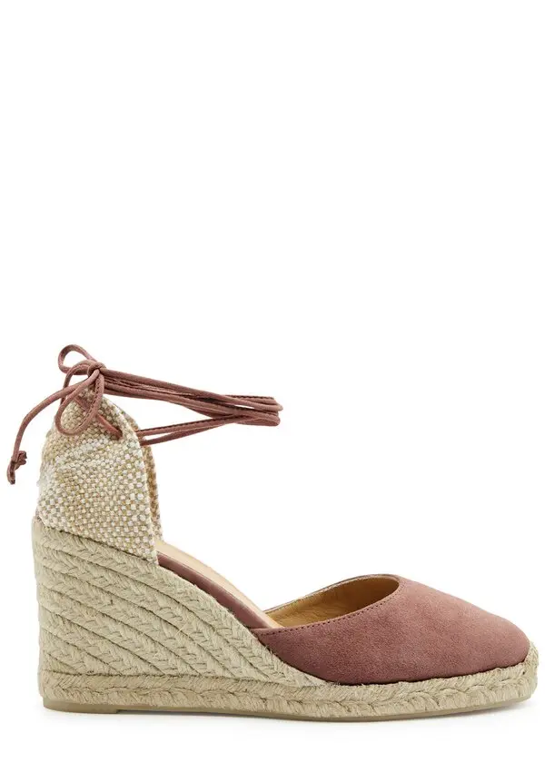CastaÑer Carina 80 Suede Wedge Espadrilles - Pink
