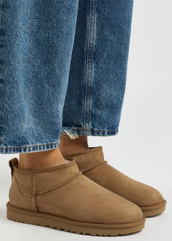UGG Classic Ultra Mini Suede Ankle Boots - Tan