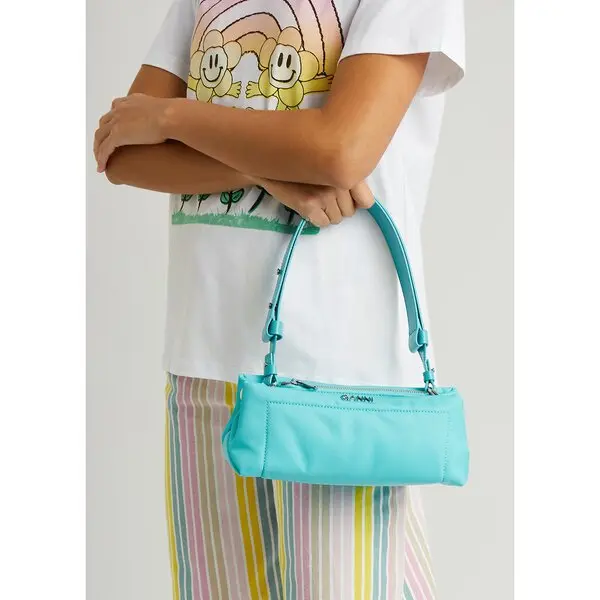 Ganni Pillow Nylon Shoulder Bag In Turquoise - 50% Off | Editorialist