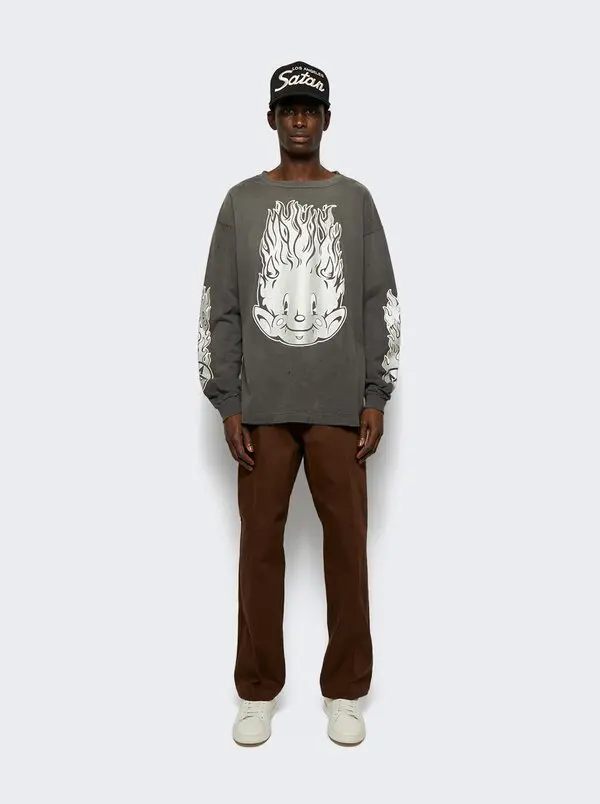 トップス SAINT MICHAEL 23ss fire baby L/S Tee Saint Michael Fire Baby Long-Sleeve Tee - Black | Editorialist