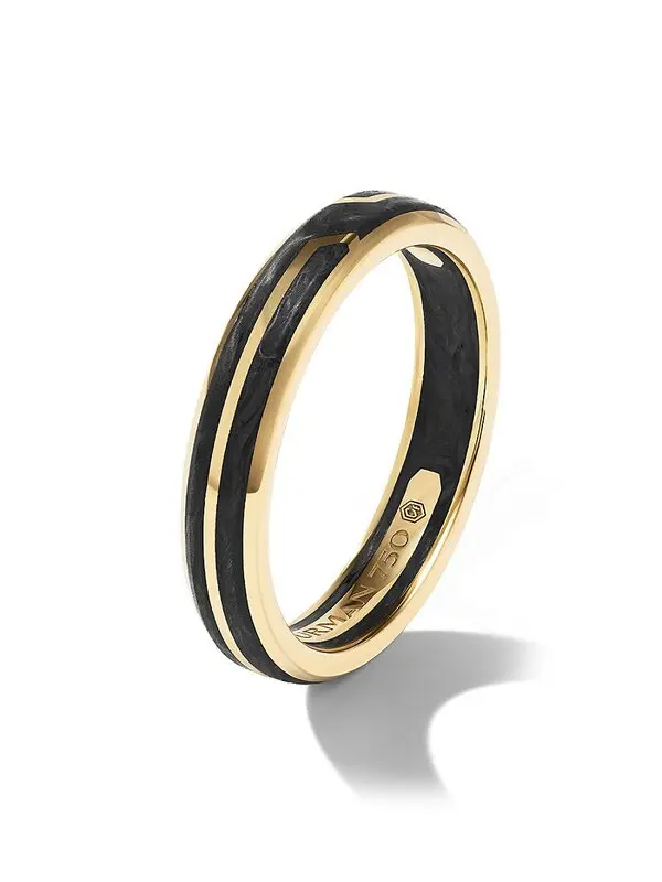 David Yurman Forged Carbon Band Ring In 18k Yellow Gold