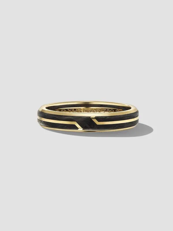 David Yurman Forged Carbon Band Ring In 18k Yellow Gold