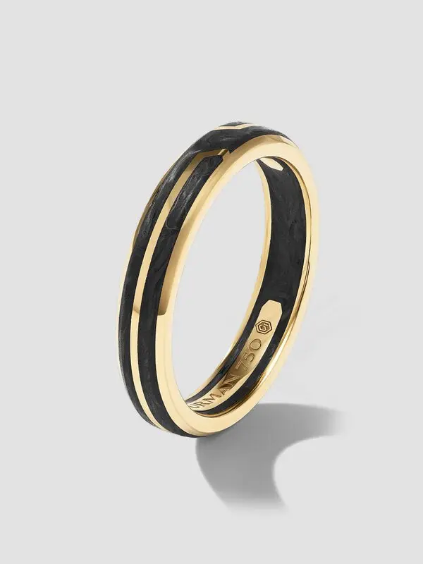 David Yurman Forged Carbon Band Ring In 18k Yellow Gold