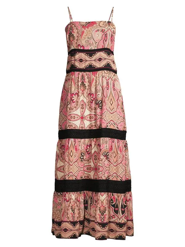 Donna Karan New York Rustic Chic Georgette Paisley Maxi Dress