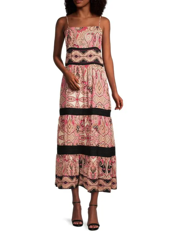Donna Karan New York Rustic Chic Georgette Paisley Maxi Dress