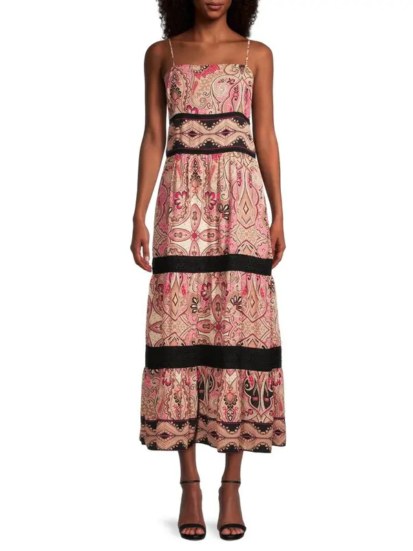 Donna Karan New York Rustic Chic Georgette Paisley Maxi Dress