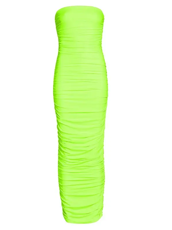 Good American Ruched Tube Maxi Dress In Electric Lime - 70% Off |  Editorialist