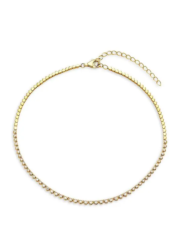 Saks Fifth Avenue Collection 14k & 0.895 Ycw Diamond Heart Tennis Necklace - Yellow Gold