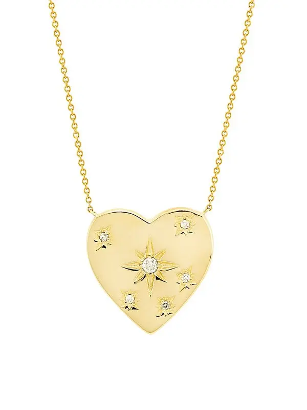 Saks Fifth Avenue Collection 14k & 0.1 Tcw Diamond Heart Pendant Necklace - Yellow Gold