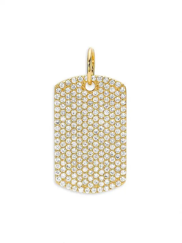Saks Fifth Avenue Collection 14k & 1.6 Tcw Diamond Dog Tag Pendant - Yellow Gold
