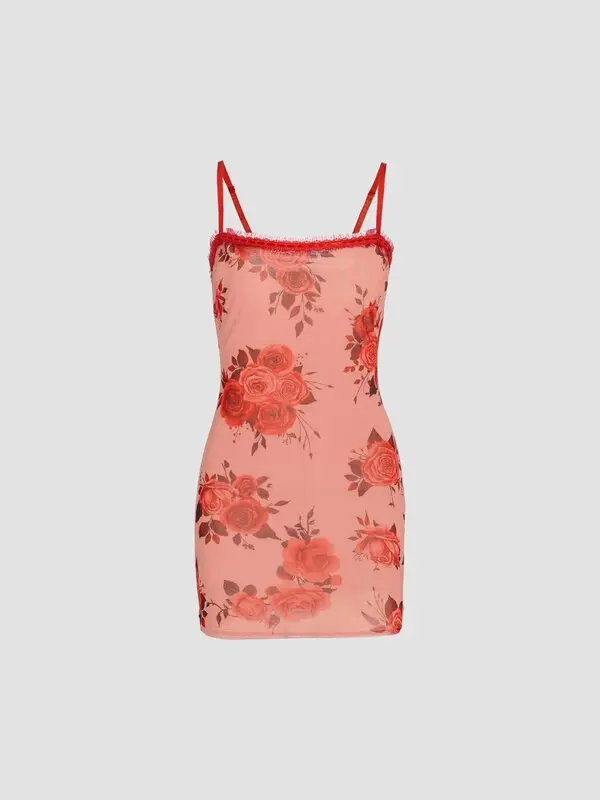 GUIZIO Floral Mesh Minidress