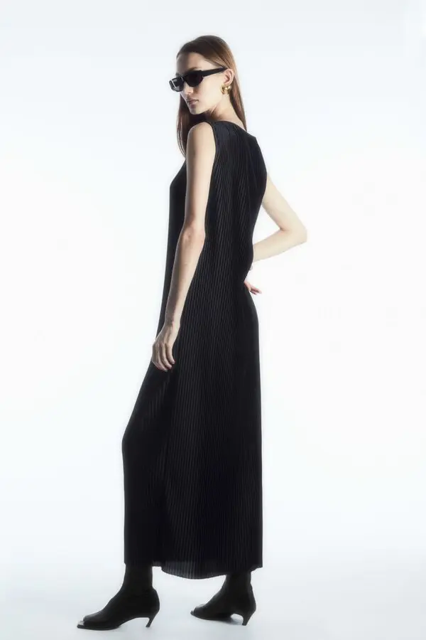 Cos Sleeveless Pleated Maxi Dress In Blue - 70% Off | Editorialist
