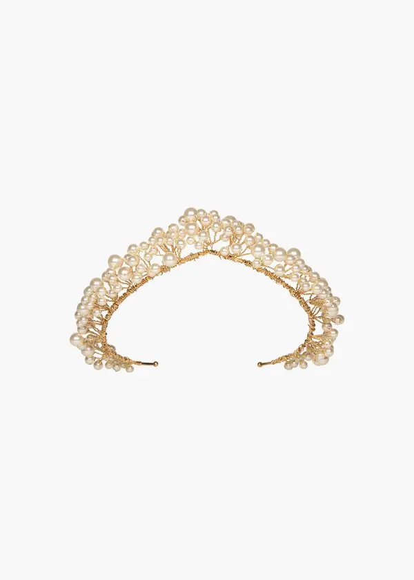 JENNIFER BEHR Primavera Tiara - Pearl Gold